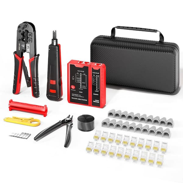 Network Crimping Tool Kit with RJ45 Tester Punch Down Tool Wire ...