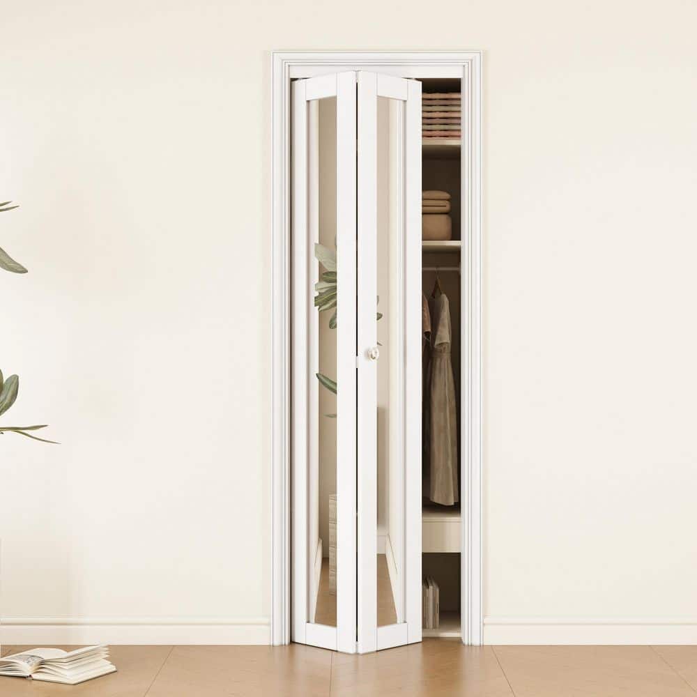 ARK DESIGN 24 in. x 96 in. 1-Lite Mirrored Glass and Solid Core White ...