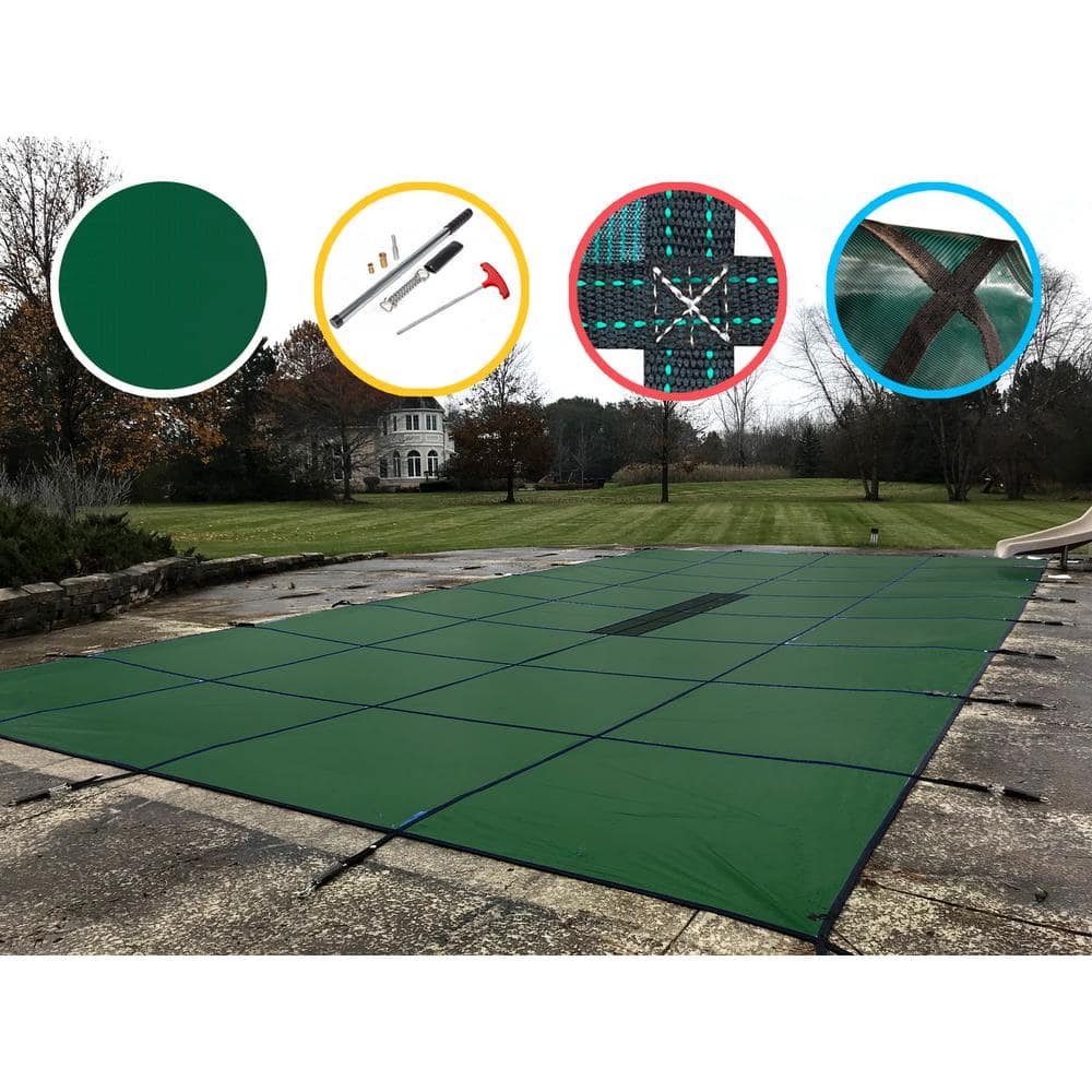 Water Warden 25 ft. x 50 ft. Rectangle Green Solid In-Ground Safety ...