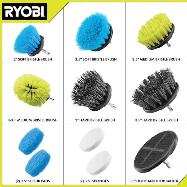 RYOBI Scrubber Accessory Kit (11-Piece) with Hex Shank Compatibility ...