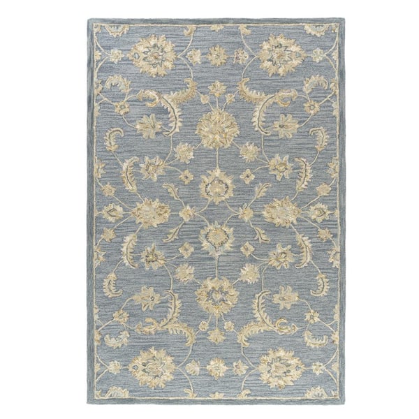 LR Home Diana Blue/Beige 7 ft. 7 in. x 9 ft. 9 in. LR82438 Botanical ...