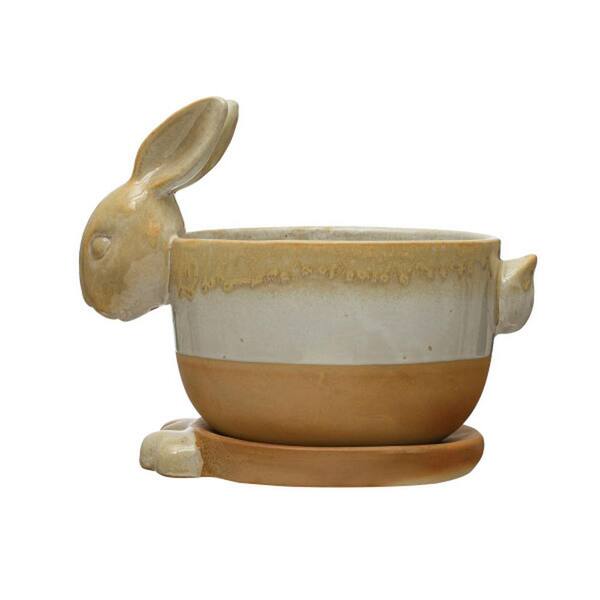 Storied Home 8.75 in. L x 6 in. W x 7 in. H Cream and Tan Color Indoor ...
