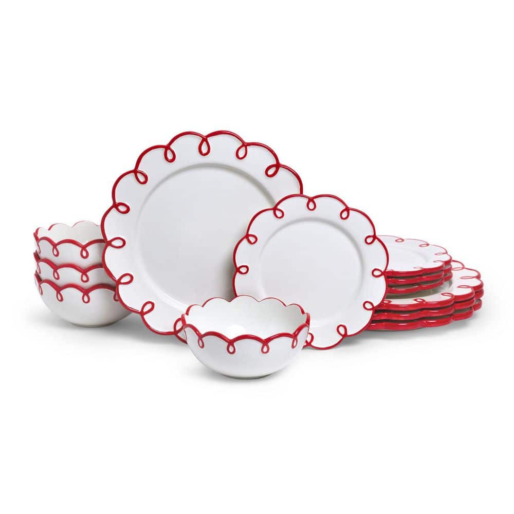 Sango Splash of Cheers 12-Piece Earthenware Dinnerware Set for 4-White ...