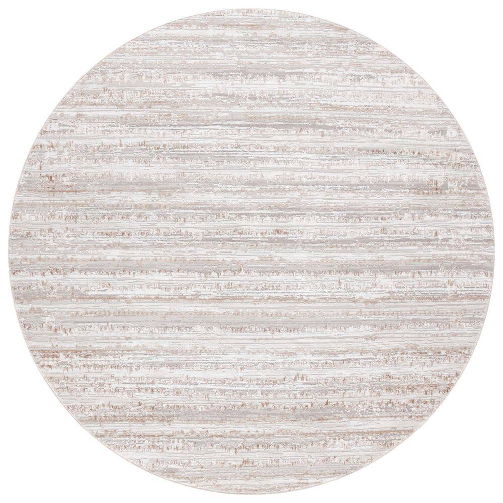 SAFAVIEH Parker 7 ft. x 7 ft. Taupe/Beige Abstract Stripes Round Area ...