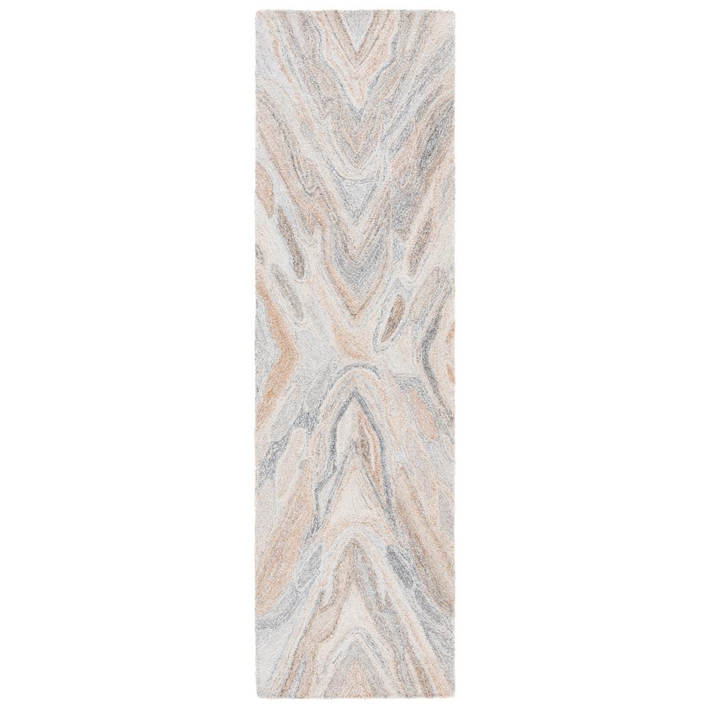 SAFAVIEH Abstract Gray/Rus 2 ft. x 8 ft.t Geometric Tile Runner Rug ...