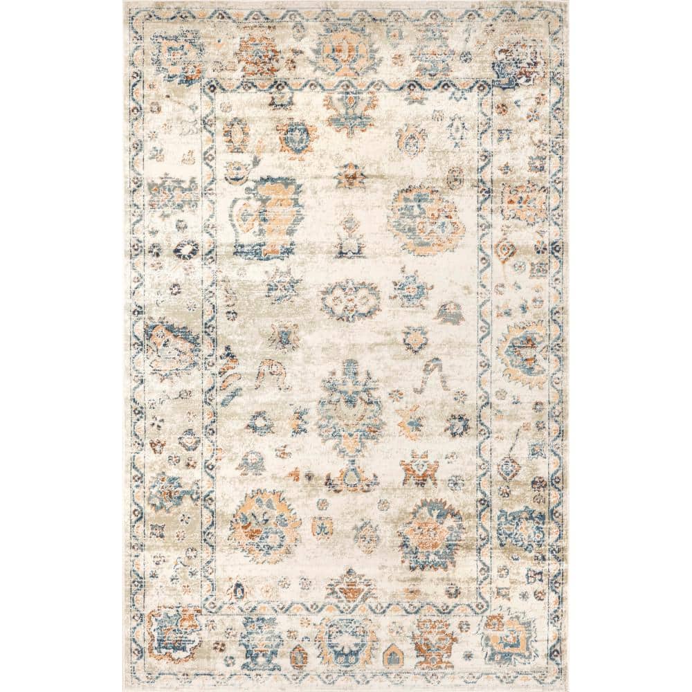 nuLOOM Mercedes Vintage Multi Medallion Beige 5 ft. x 8 ft. Area Rug ...