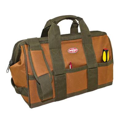 BUCKET BOSS Gatemouth 20 in. Tool Bag in Brown and Green with 36 ...
