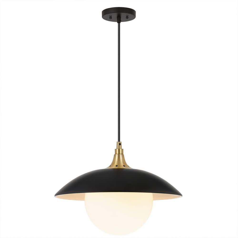 Meyer&Cross Alvia 14.5 in. 1-Light Modern Matte Black and White Brass ...