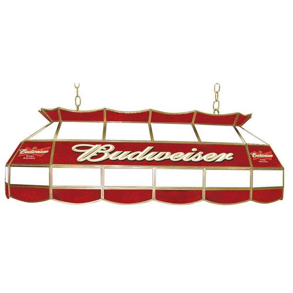 Trademark Global Budweiser 3-Light Brass Hanging Tiffany Lamp with ...