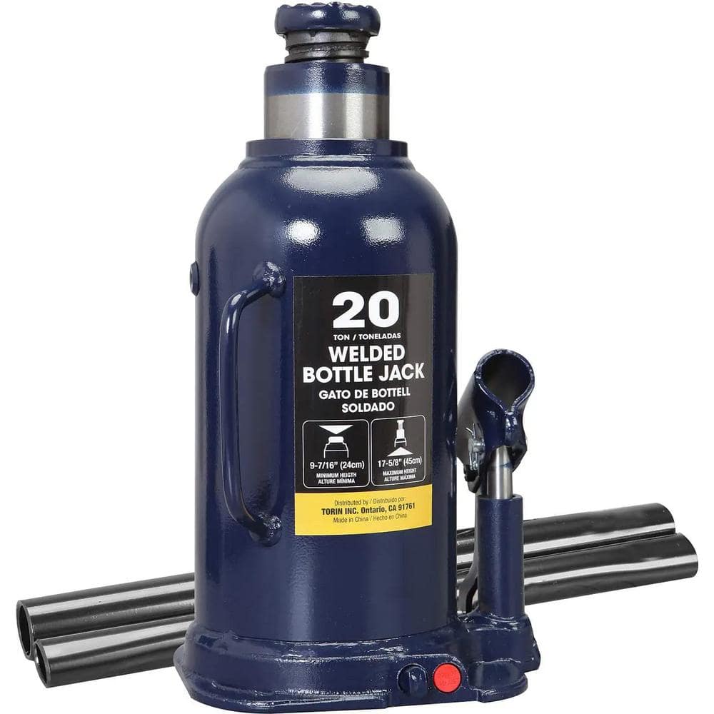 TCE Hydraulic Welded Bottle Jack, 20-Ton (40,000 lbs.) Capacity, Blue ...