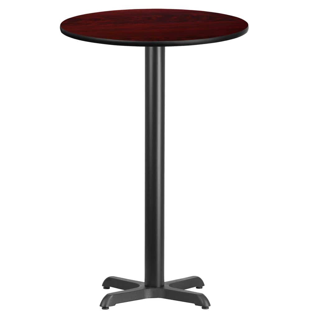 Flash Furniture 24 in. Round Black and Mahogany Laminate Table Top with ...