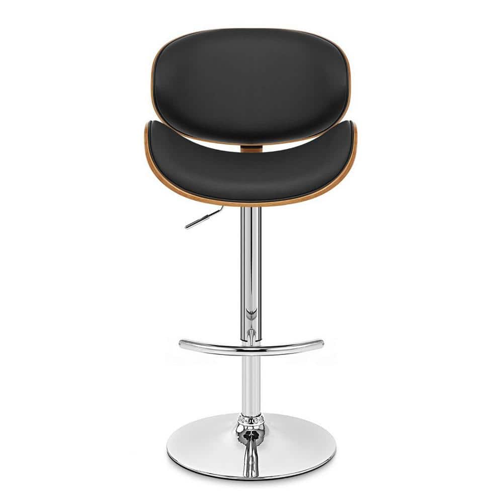 HomeRoots 25 in. Black Low Back Wood Adjustable Height Bar Chair with ...
