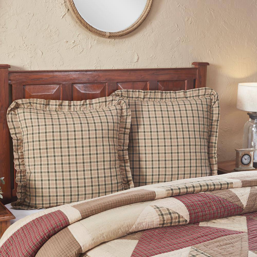 VHC BRANDS Cider Mill Khaki Brown Green Primitive Cotton Euro Sham ...