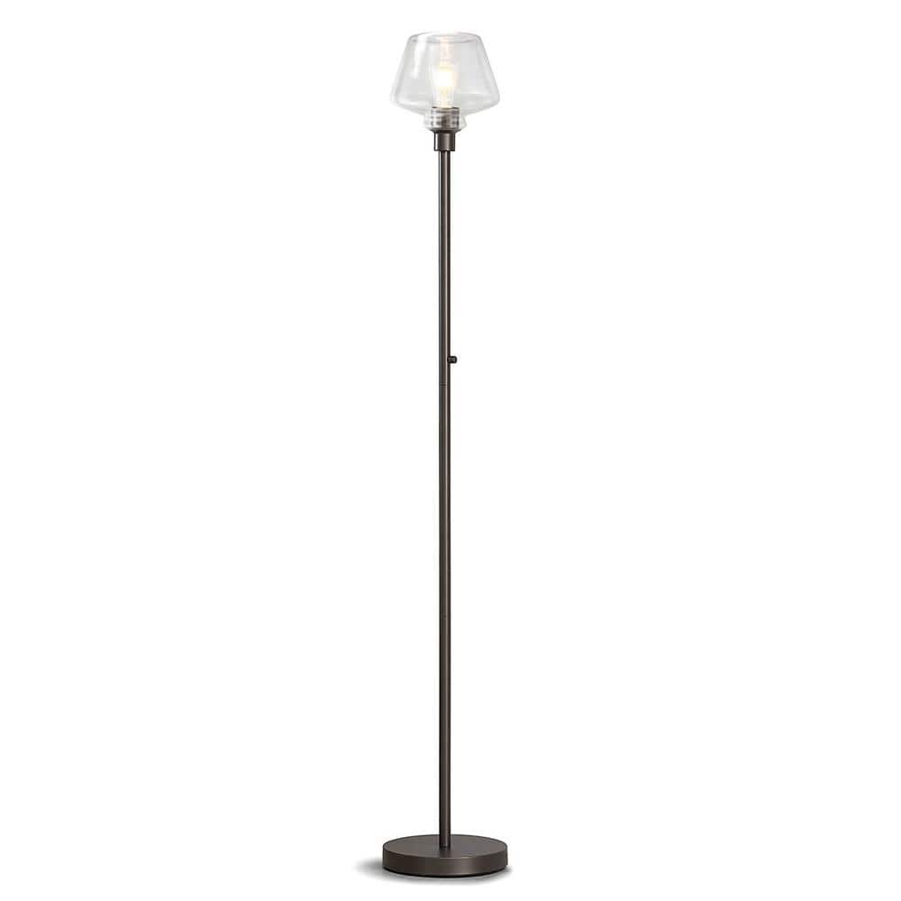 HomeGlam Cafe 71 in. Dark Bronze LED Dimmable Torchiere Floor Lamp with ...