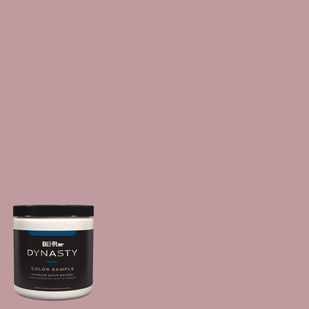 BEHR DYNASTY 8 oz. #BIC-06 Desert Lights Satin Enamel Stain-Blocking Interior/Exterior Paint ...