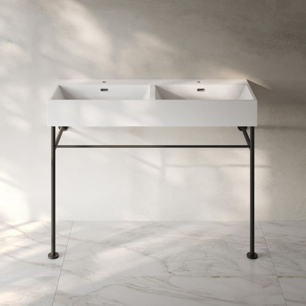 Swiss Madison Claire 48 in. Double Basin White Ceramic Console Sink ...