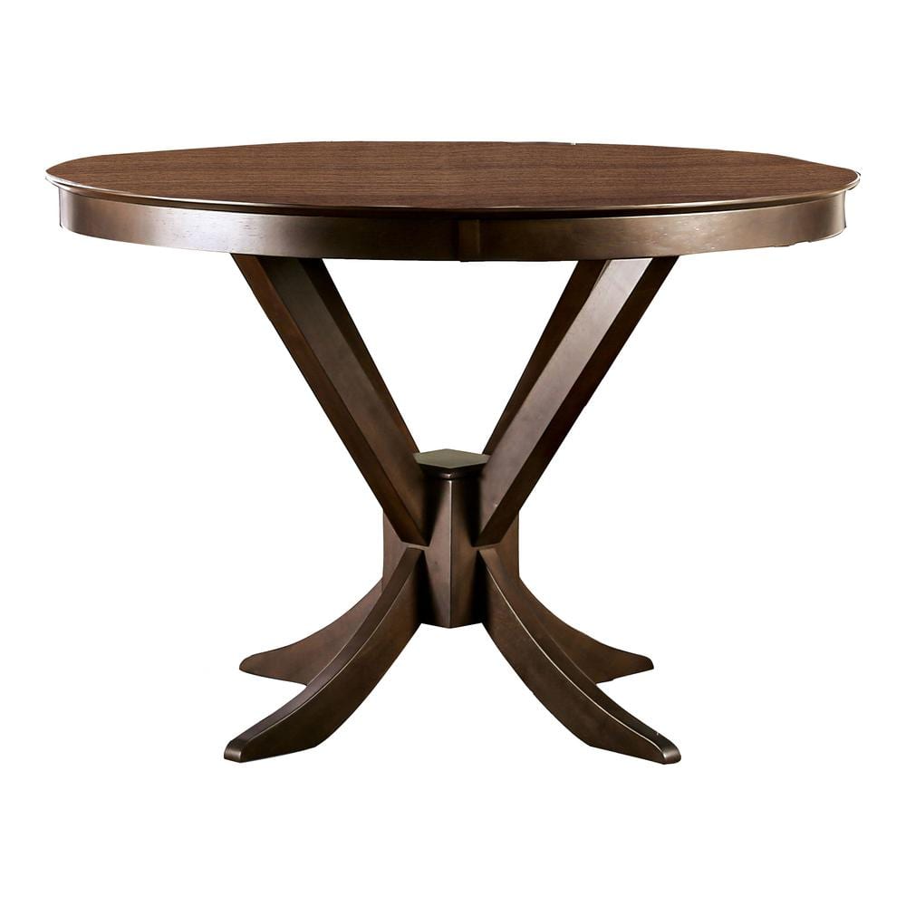 Furniture of America Raven Walnut Solid Wood 53 in. Pedestal Round ...