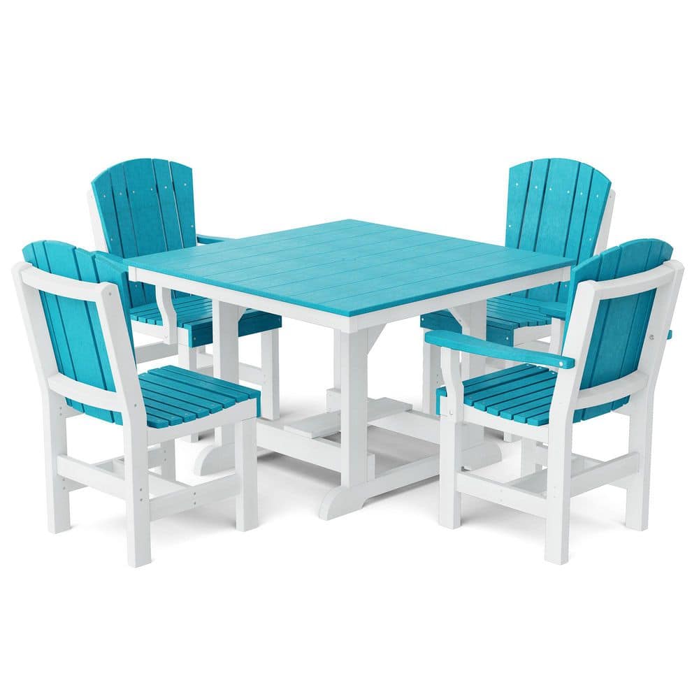 Wildridge Heritage 5-Piece Aruba Blue and White HDPE Plastic Outdoor ...