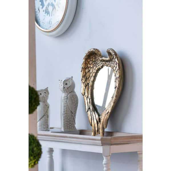 Gold 16 in. W x 22 in. H Modern Plastic Framed Mirror with Crystal ...