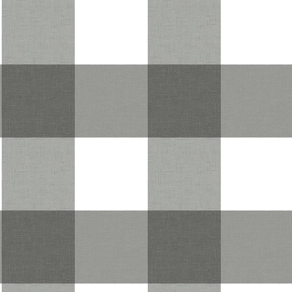 Chesapeake Amos Black Gingham Strippable Roll (Covers 56.4 sq. ft ...
