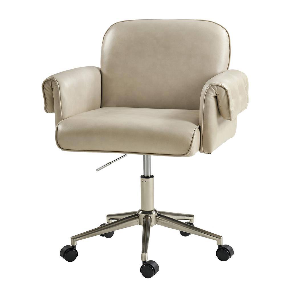 JAYDEN CREATION Gus Faux Leather Swivel Ergonomic Task Chair in Beige ...