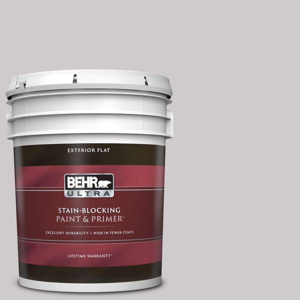 BEHR ULTRA 5 gal. #MQ3-28 Rock Crystal Flat Exterior Paint & Primer ...