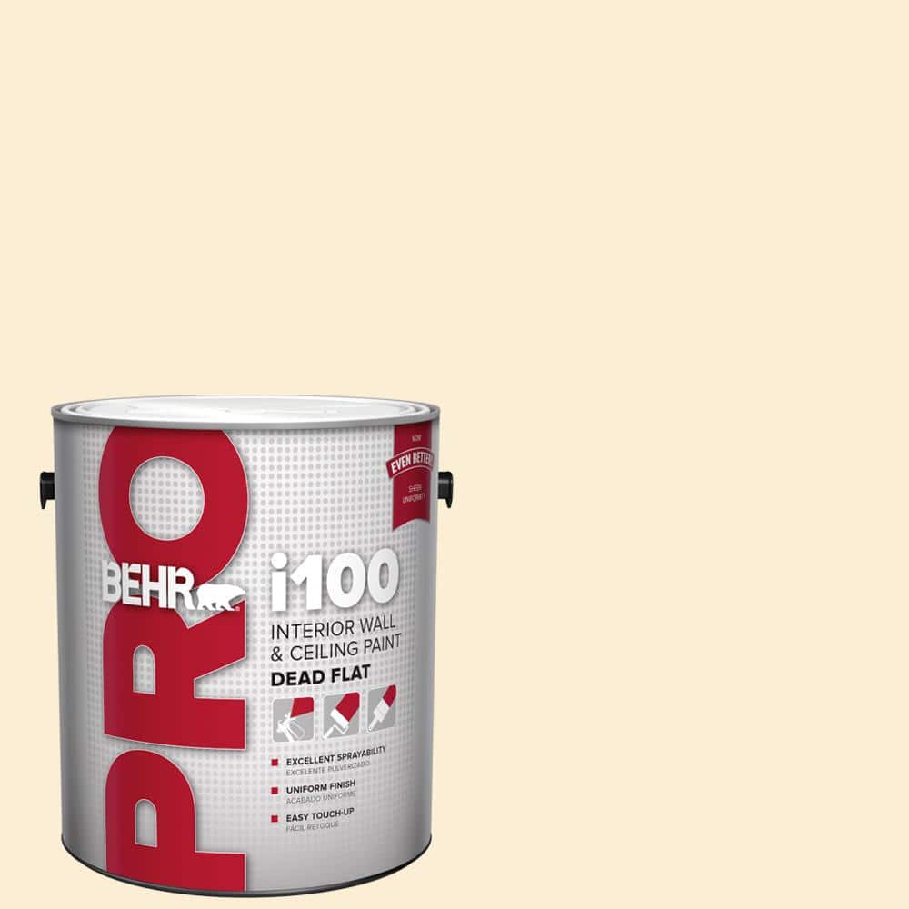 BEHR PRO 1 gal. #ICC-90 Butter Yellow Dead Flat Interior Paint PR10501 ...