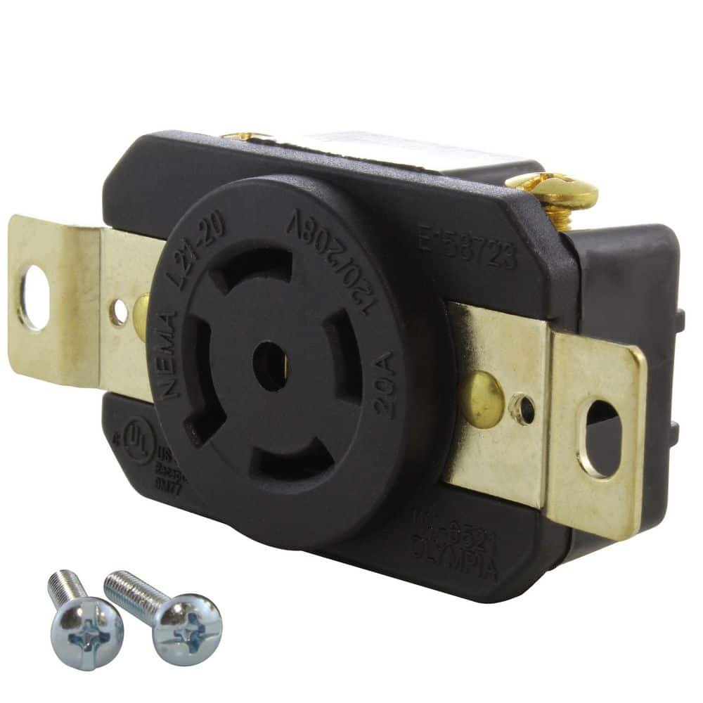 AC WORKS 20A 120/208V NEMA L21-20R Flush Mount Locking Industrial Grade ...