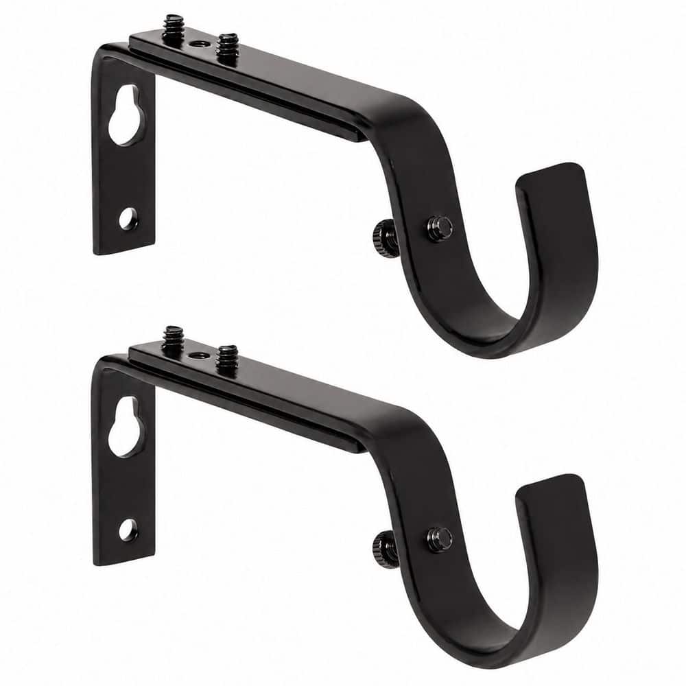 Black Metal Adjustable Curtain Rod Brackets for 7/8 or 1 in Rod ...
