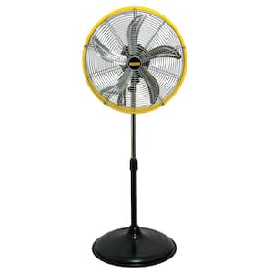 20 in. High Velocity Oscillating Pedestal Fan in Yellow with 3 Speeds ...