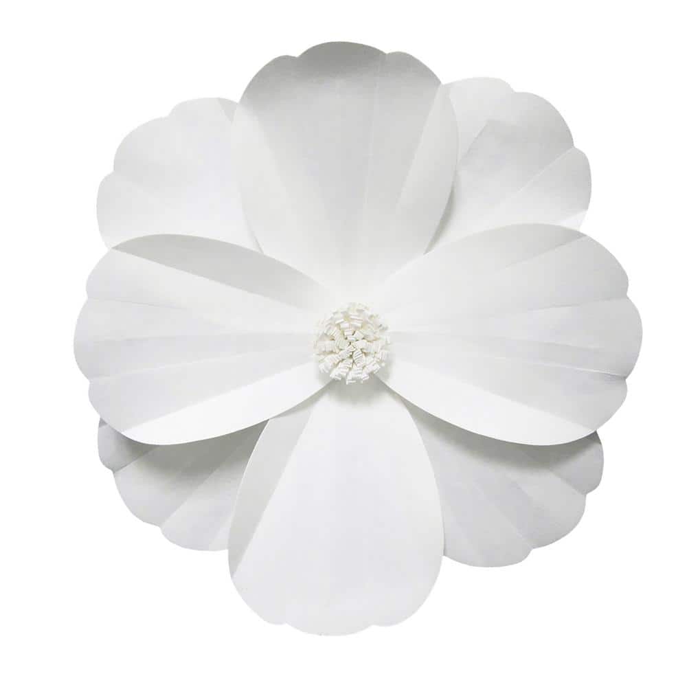 LIVING LUXURY 12 in. Large White Artificial Paper Cosmos Daisy Flower ...