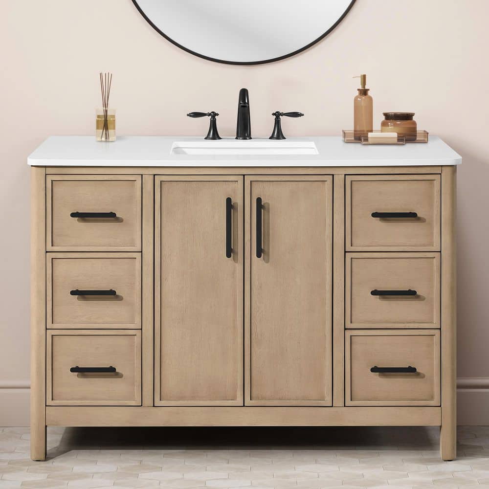 OVE Decors Solas 48 in. Single Sink Freestanding Sahara Birch Bath ...