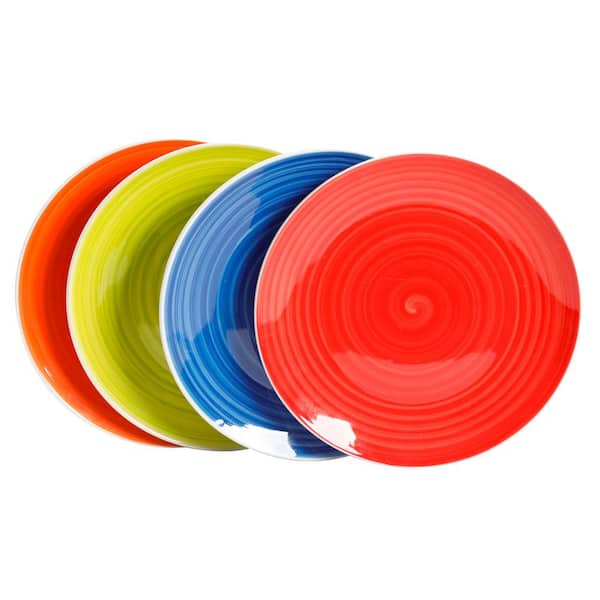 HOMETRENDS Crenshaw Assorted Color 4-Piece 10.3 in. Stoneware Dinner ...