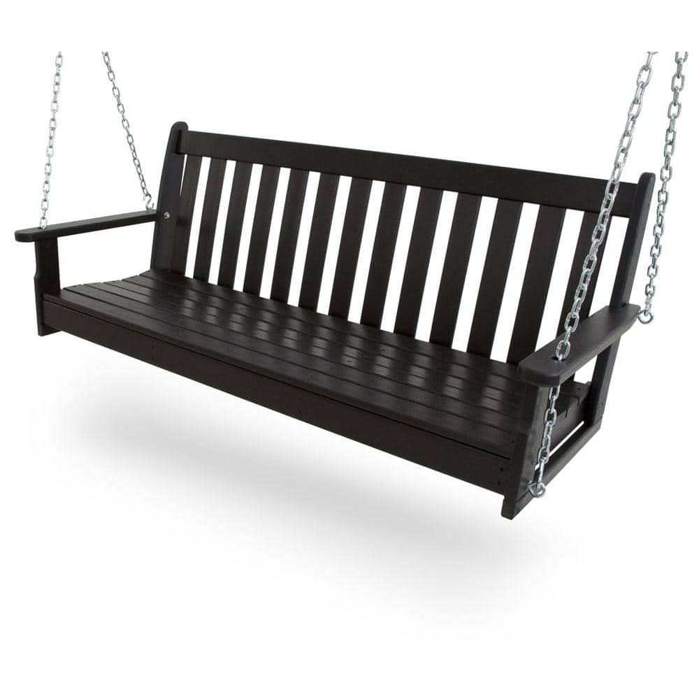 Black wooden porch swing store