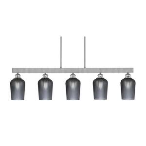 Albany 60-Watt 5-Light Brushed Nickel Linear Pendant Light with Silver ...