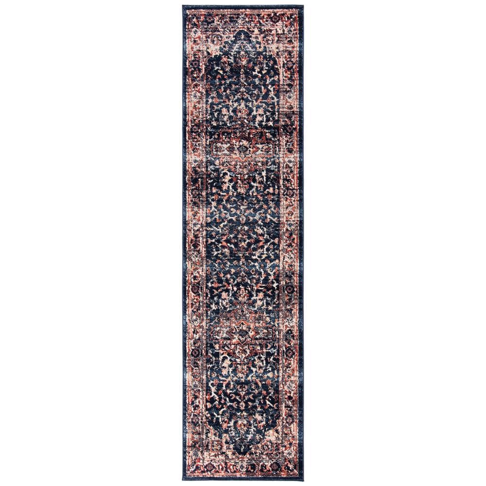 SAFAVIEH Charleston Navy/Red 2 ft. x 5 ft. Distressed Border Area Rug ...