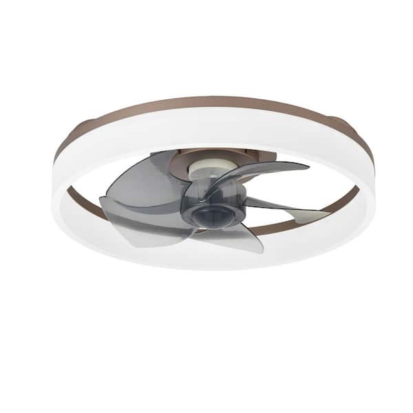 Dovanpaul 16 in. Brown Small Fan Flush Mount Modern Design Style ...