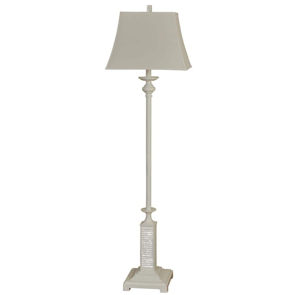 StyleCraft 66 in. Gloss White Floor Lamp with White Linen Shade ...