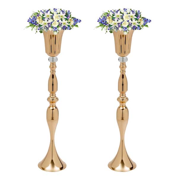 YIYIBYUS 2-Piece 29.1 in. Tall Wedding Centerpieces Gold Metal Tabletop ...