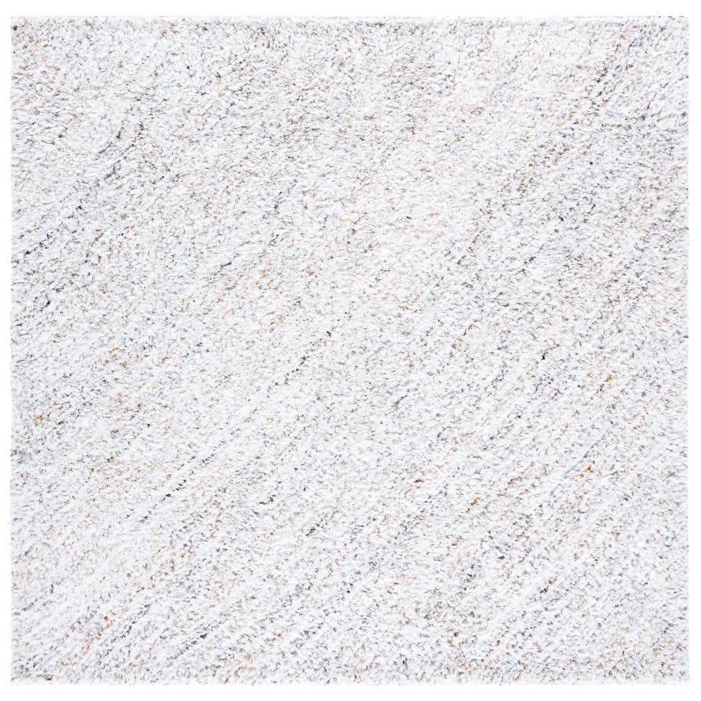 SAFAVIEH Glory Shag 6 ft. x 6 ft. Ivory/Beige Abstract Wavy Square Area ...