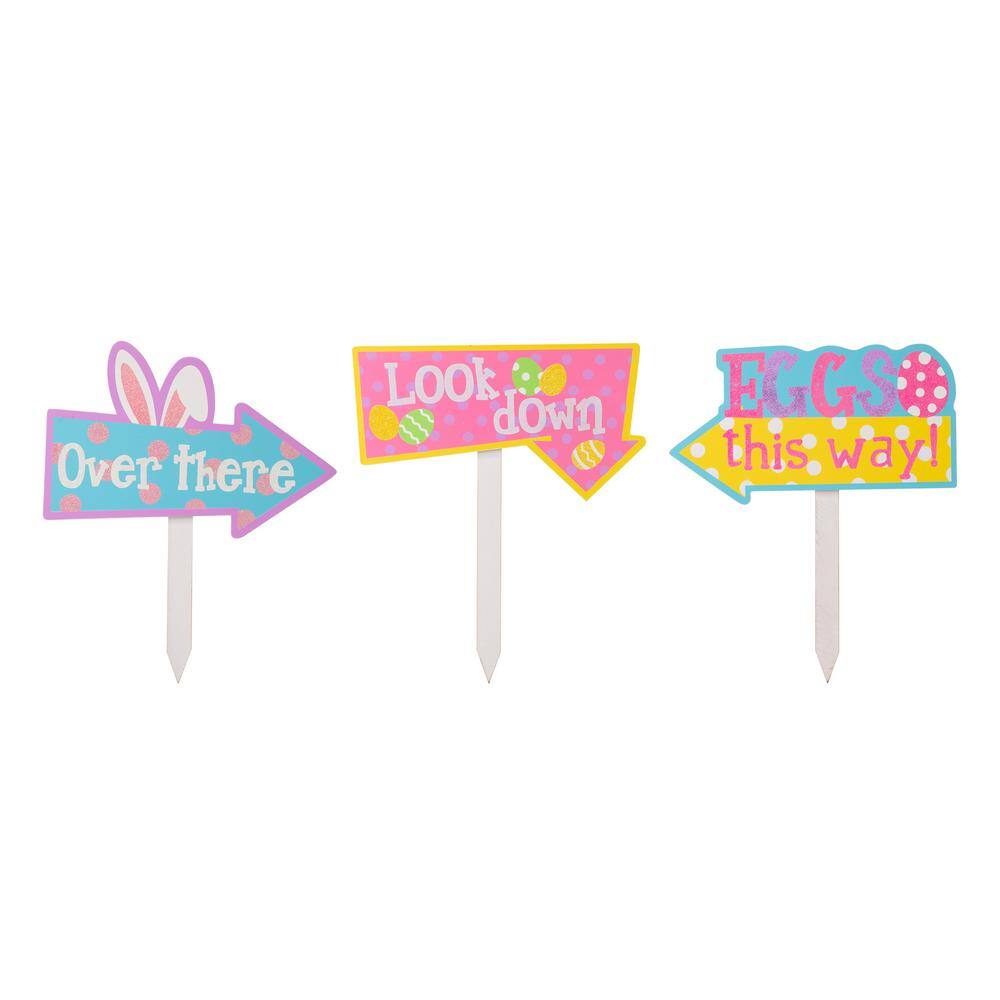 Glitzhome 14 in. H Wooden Easter Path Sign (Set of 3) 2019400006 - The ...