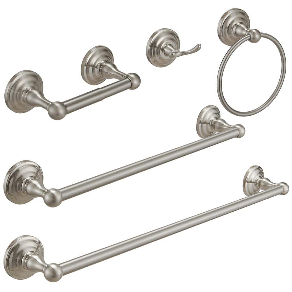 BWE 5-Piece Bath Hardware Set with 2-Towel Bars/Racks Towel/Robe Hook ...