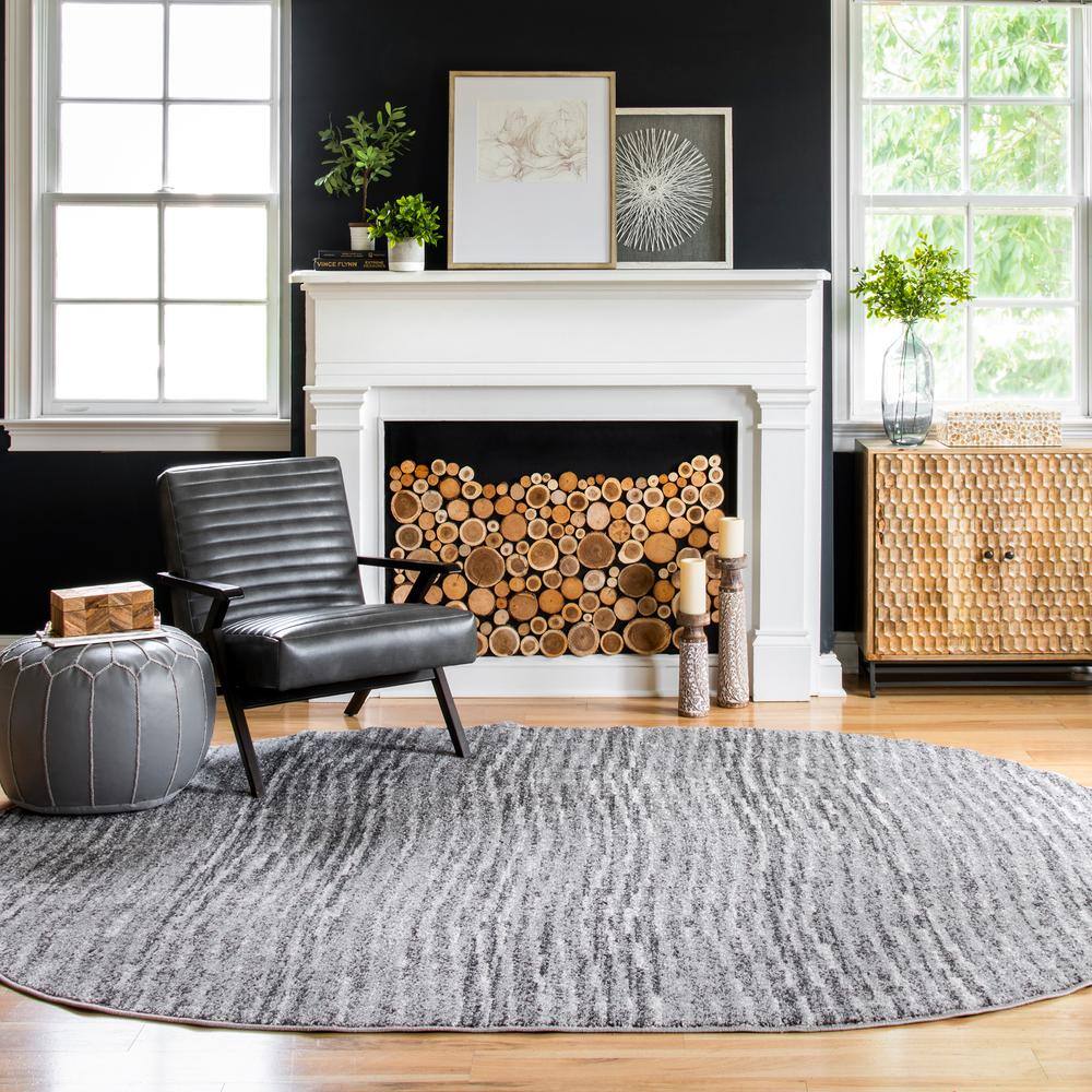 nuLOOM Sherill Modern Ripples Gray 7 ft. x 9 ft. Oval Rug BDSM01A-O6709 ...