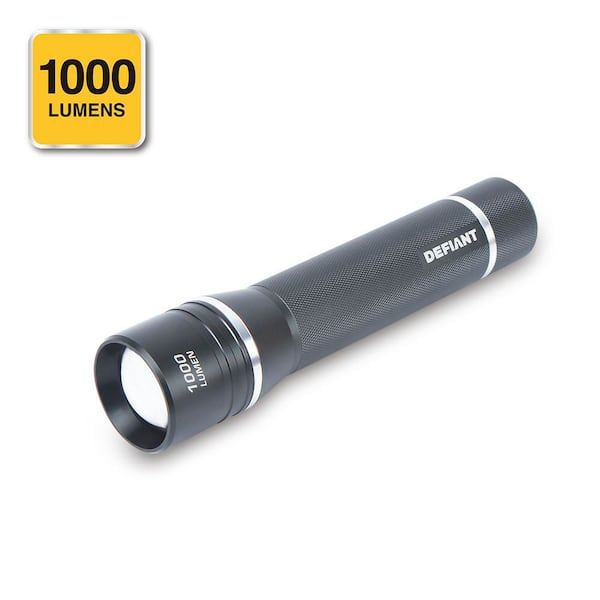 Defiant 1000 Lumen LED Slide-to-Focusing Aluminum Flashlight-6AA 90704 ...