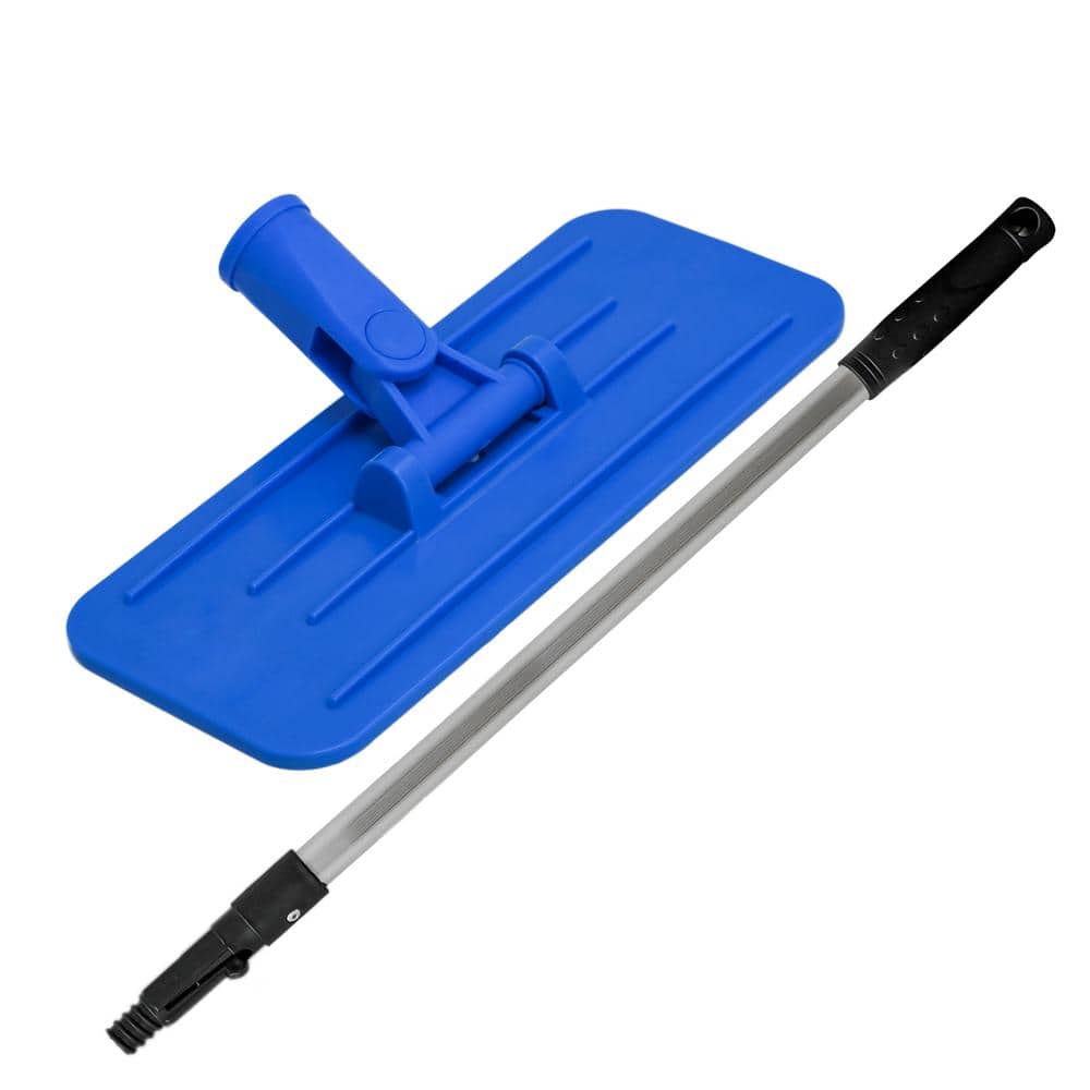 BISON LIFE Commercial Grade 10 in. Scrubbing Pad Holder with Threaded Swivel and 24 in. Handle ...