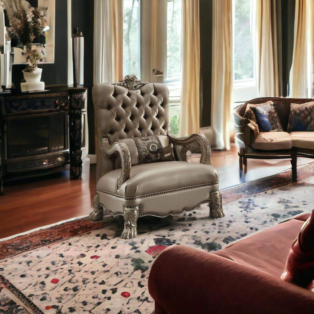 HomeRoots Bone Armchair Set of 1 with Nail head Trim and Tufted ...