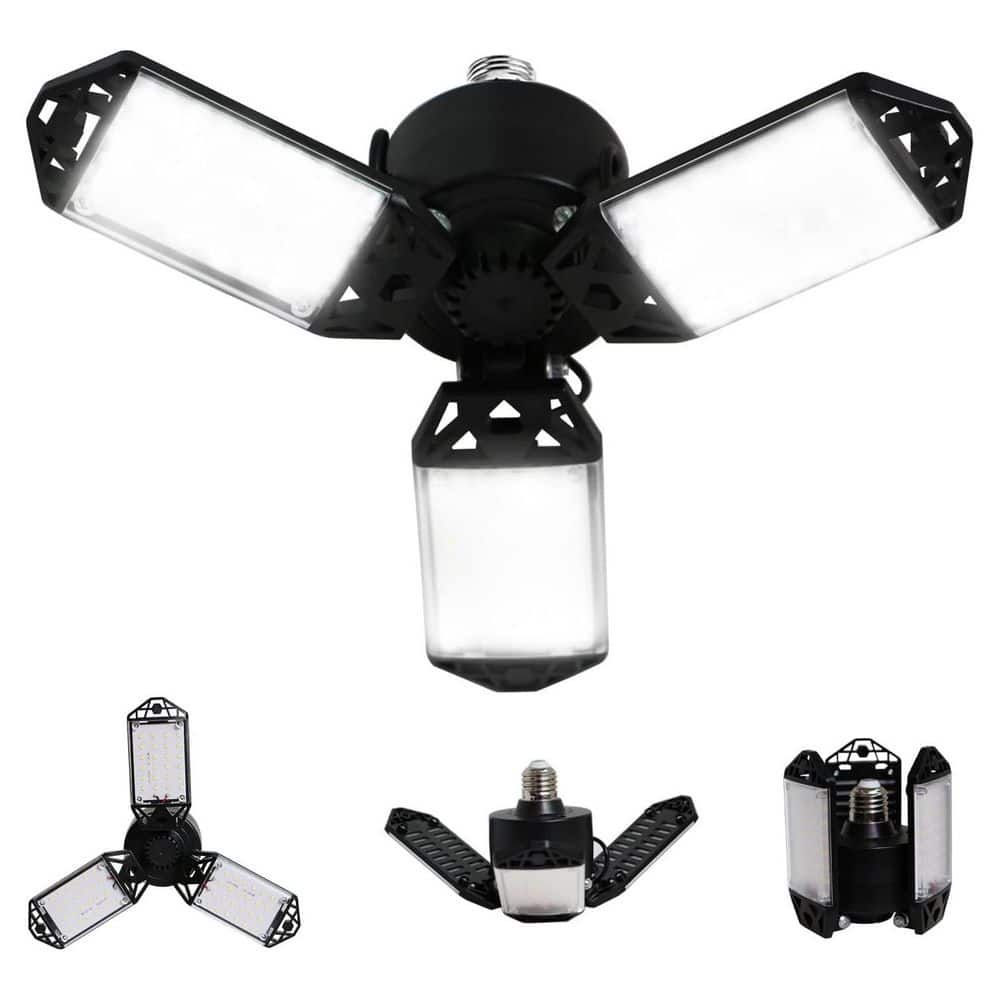 Lukyamzn 80-Watt 8000 Lumen LED Garage Ceiling Light with 3 Adjustable ...