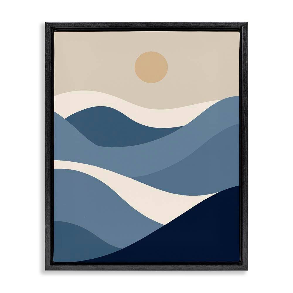 Stupell Industries Moon over Blue Hills by Daphne Polselli Black Floater Frame Nature Graphic ...