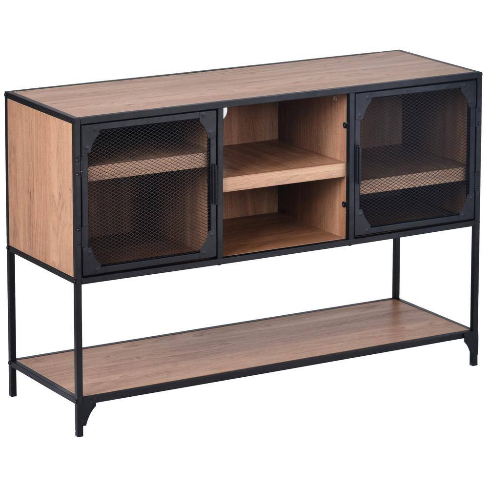 aisword Industrial Console Table with Metal Grid Door and 3-Thicken ...