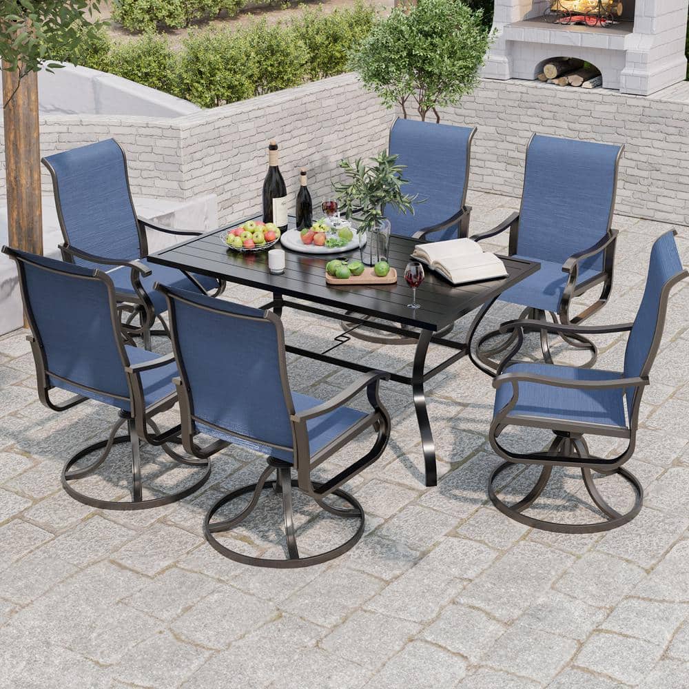 6-Navy Blue Ashan Outdoor Dining Armchair (Set of 6) VQHW142NB-6-MVQ ...